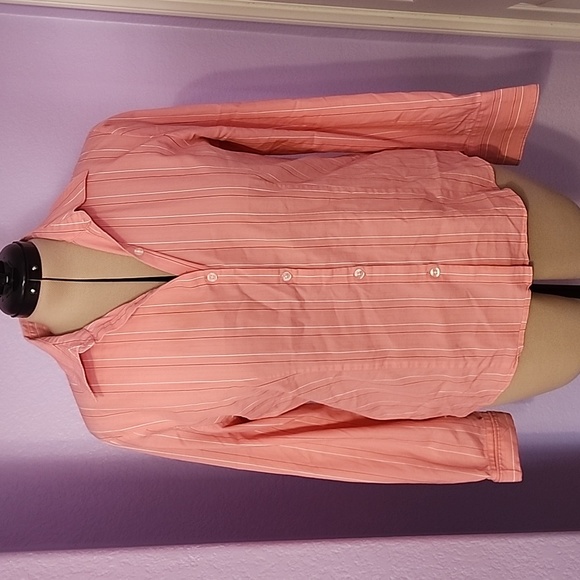 George | Tops | George Stretch Pinstripe Ling Sleeve Blouse | Poshmark